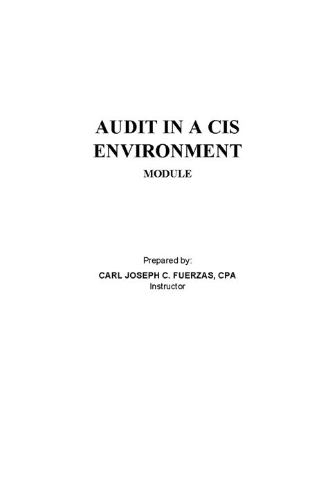 Audit In Cis Module Audit In A Cis Environment Module Prepared By