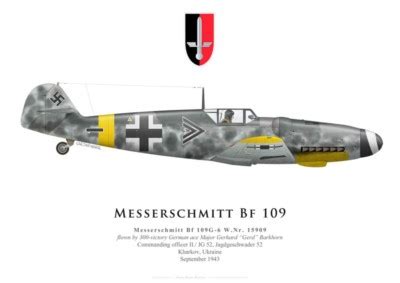 Print Messerschmitt Bf 109g 6 Gerhard Barkhorn Ii Jg 52 1943 By G