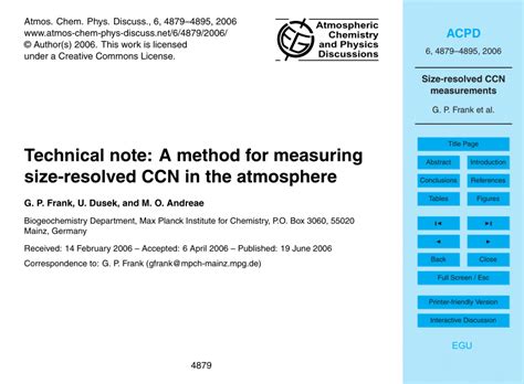 Pdf Technical Note A Method For Measuring Size Resolved Ccn In The