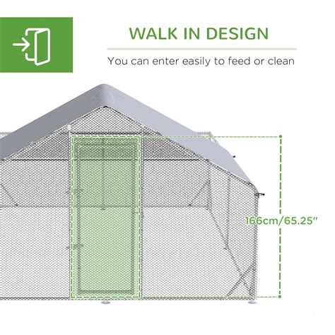 Pawhut 131 Ft Large Metal Chicken Coop For 12 Chickens Walk In