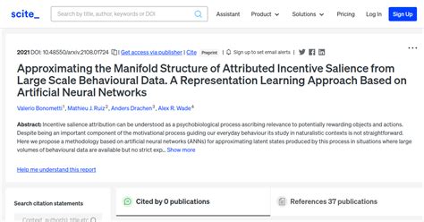 Citation Report Approximating The Manifold Structure Of Attributed Incentive Salience From