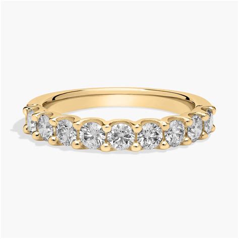 Nine Stone Shared Prong Contour Lab Grown Diamond Ring In 14k Yellow