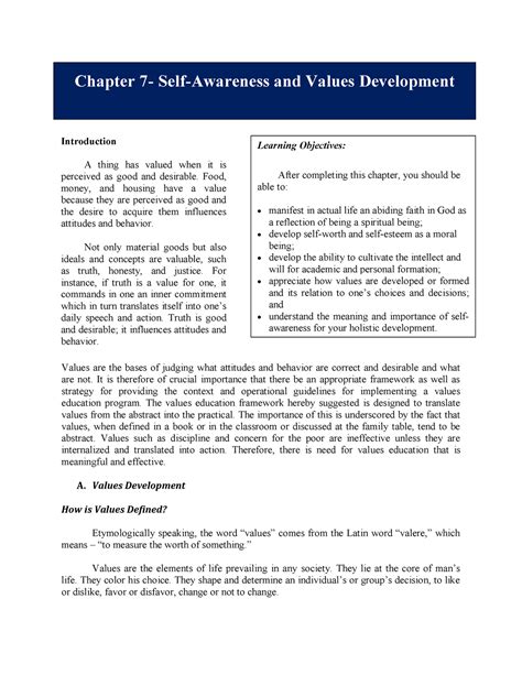 What Is Self Awareness And Values Development In Nstp Design Talk