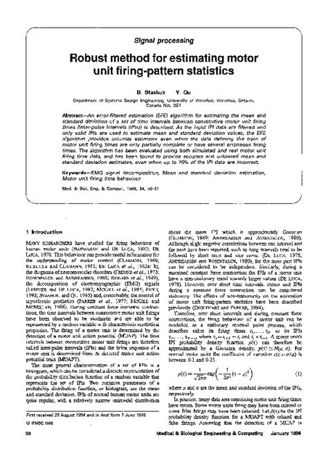 Pdf Robust Method For Estimating Motor Unit Firing Pattern Statistics