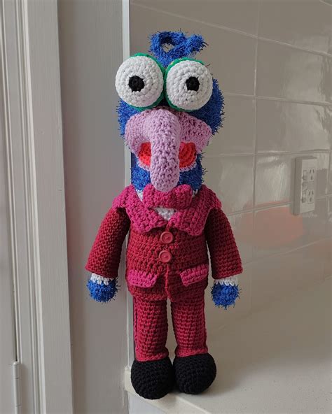 Vintage Muppet Show Hand Crocheted Gonzo Muppet