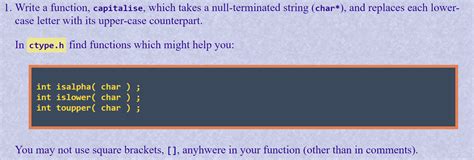 Solved 1 Write A Function Capitalise Which Takes A