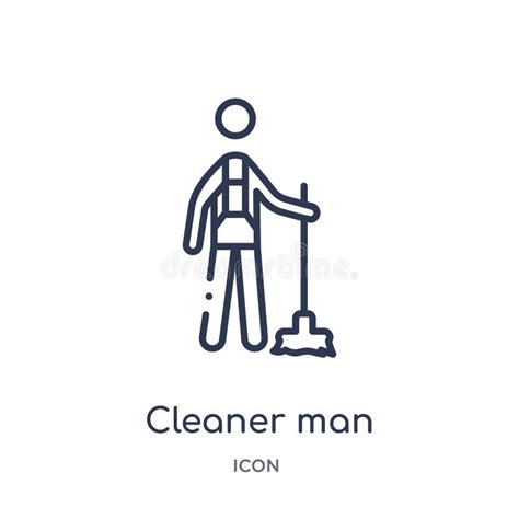 Linear Cleaner Man Icon From Behavior Outline Collection Thin Line Cleaner Man Vector Isolated
