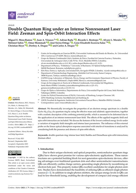 Pdf Double Quantum Ring Under An Intense Nonresonant Laser Field