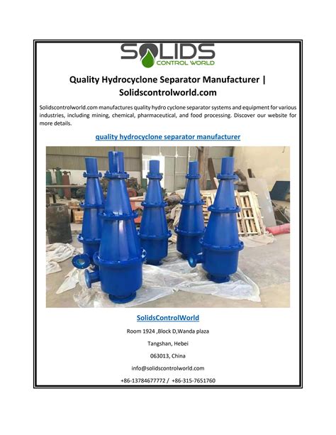 Quality Hydrocyclone Separator Manufacturer By