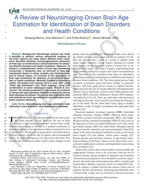 Pdf A Review Of Neuroimaging Driven Brain Age Estimation For Identification Of Brain Disorders