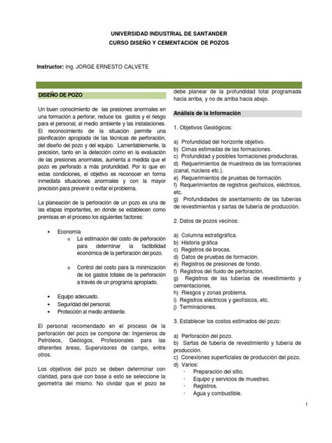 Curso Diseño Y Cementación De Pozos Pdf Cemento Filtración