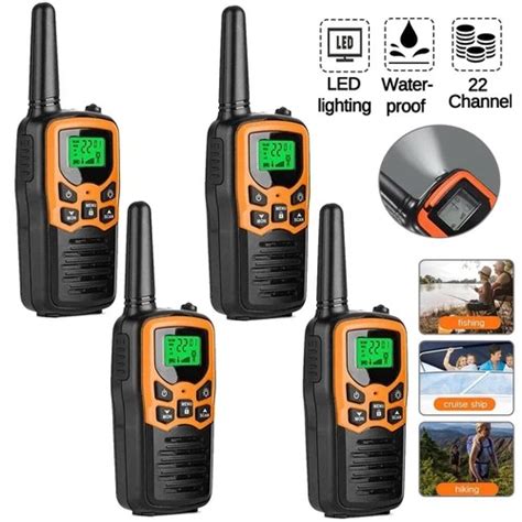 4 Pack Long Range 100 Mile Walkie Talkie Two Way Radio Charge Headset