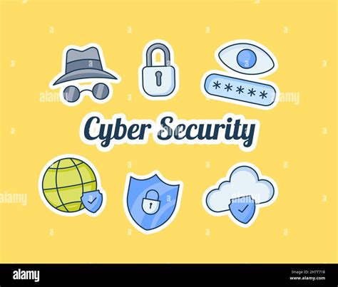 Cyber Security Concept With Some Icon Sticker Spreading With Modern Flat Style Vector