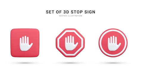 Premium Vector Set Of 3d Realistic Stop Sign Isolated White