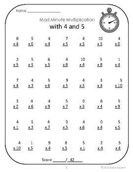 Multiplication Mad Minute With Practice Strips By Anna Navarre Tpt
