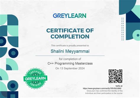 Cpp Greylearn Programming Certification Continuouslearning Shalini M