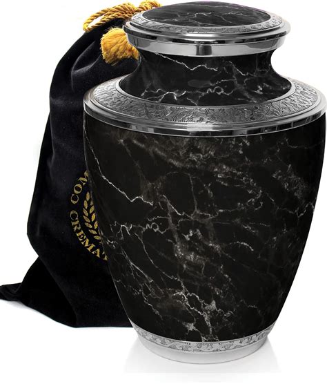 Marble Elegance Black Cremation Urn For Human Ashes For