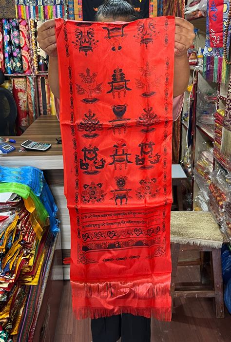 Tibetan Buddhism Red Silk Khata Khada Kata Offering Scarf Lucky Symbol Spiritual Tibet