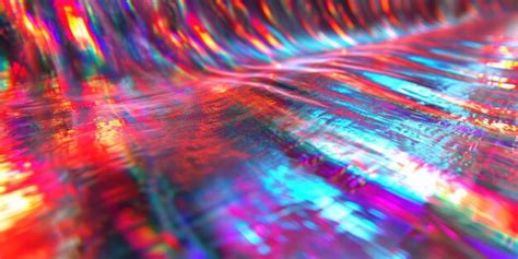 Premium Photo Holographic Glitch On Textured Waves