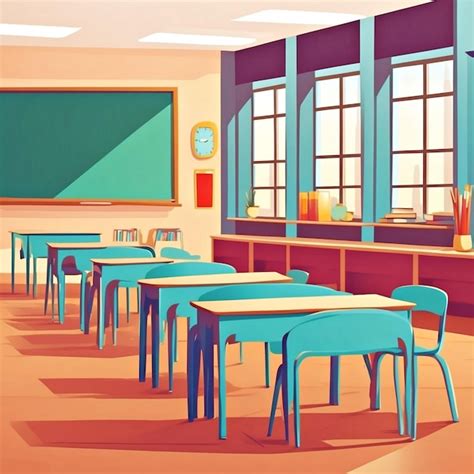 Premium Photo School Classroom Flat Color Vectors