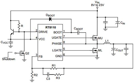 typical single input power rail application for rt8110 compact