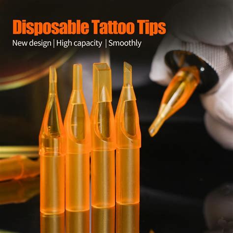 50pcs Disposable Mast Tattoo Tips Nozzle Tube Rt Yellow