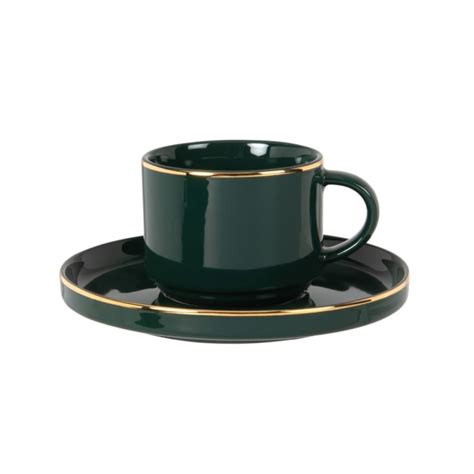 Kaffeetasse Aus Porzellan Grün Und Gold Berenice Maisons Du Monde