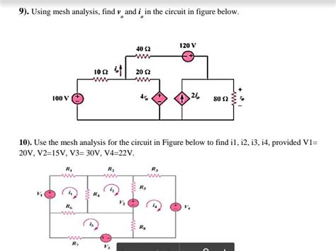 solved 9 using mesh analysis find v and i in the circuit