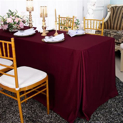 8 Rectangular Scuba Wrinkle Free Burgundy Fitted Tablecloths