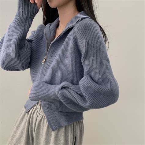 슈가파우더 [포근핏 ] 올데이 워머 투웨이 하이넥 니트집업 가디건 7color