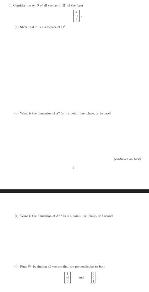 Solved Consider The Set Of All Vectors In R Of The Form Chegg