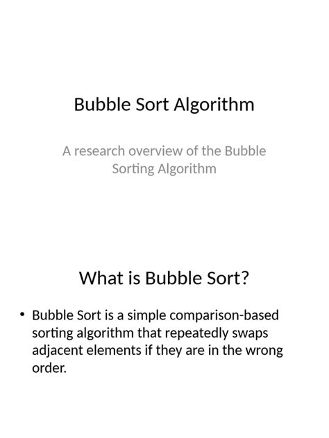 Bubble Sort Algorithm Presentation Pdf