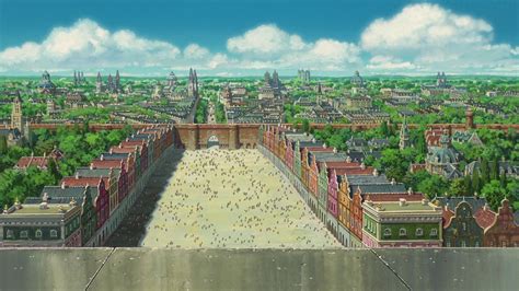 Howls Moving Castle Aerial View Of A City Howls Moving Castle