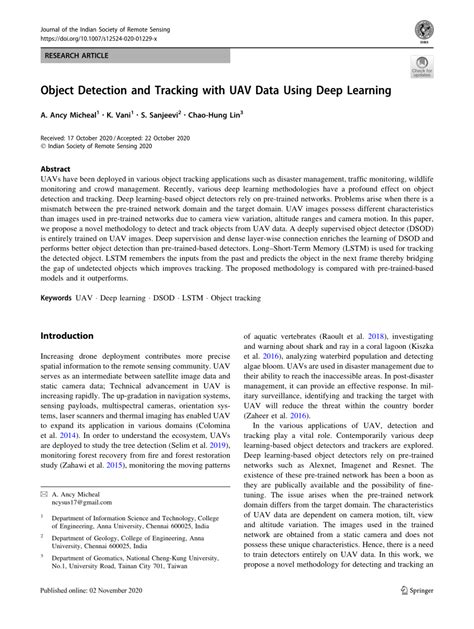 PDF Object Detection And Tracking With UAV Data Using Deep Learning