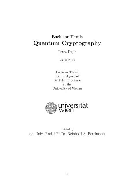 Pdf Bachelor Thesis Quantum Cryptography Univieacathomepage