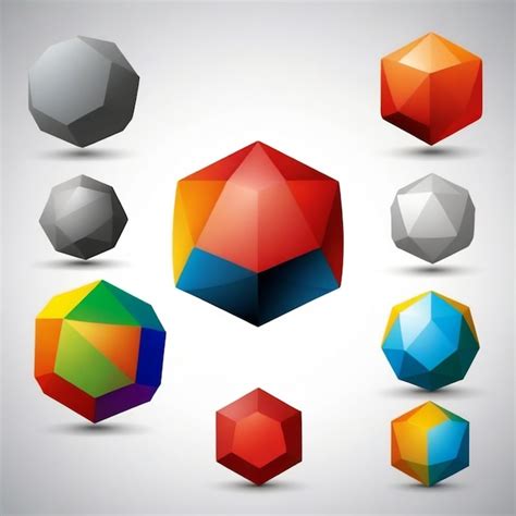 El Conjunto De Vectores De Dodecaedro De Fondo Blanco Aislado De Alta Calidad Vector Premium