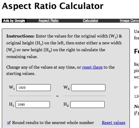 Aspect Ratio X Calc Viewerpia