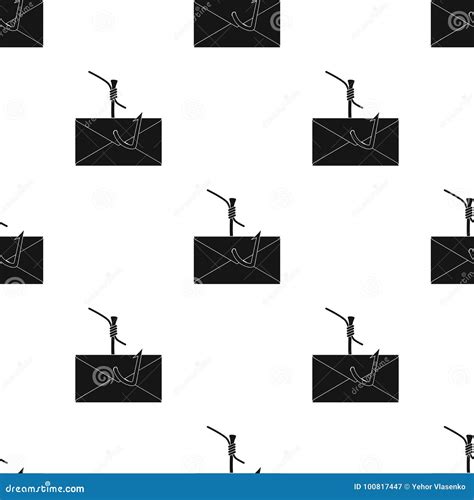 Hooked E Mail Icon In Black Style Isolated On White Background Hackers And Hacking Symbol Stock