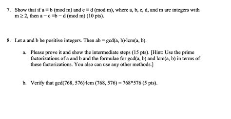 Solved 7 Show That If A B Mod M And Cd Mod M Where