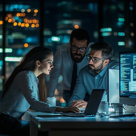 Computer And Teamwork Solving Problems In The Tech Industry Premium