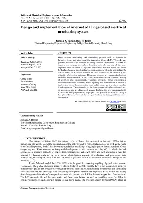 Pdf Design And Implementation Of Internet Of Things Based Electrical