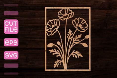 Frame With Flowers Laser Cut · Creative Fabrica