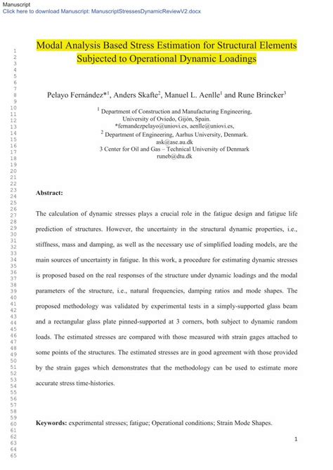 Pdf Modal Analysis Based Stress Estimation For Structural Dokumen Tips