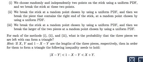 solved we have a stick of unit length and we consider