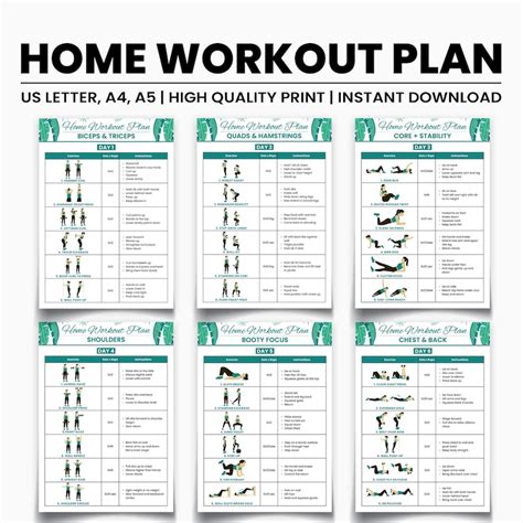 Work Out Plan Prints Etsy