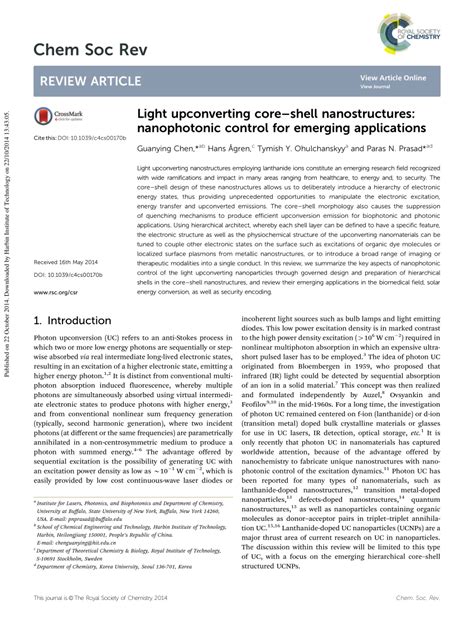 Pdf Light Upconverting Core Shell Nanostructures Nanophotonic