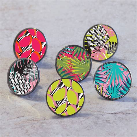 Colourful Tropical Patterned Cupboard Cabinet Knobs By Pushka Home