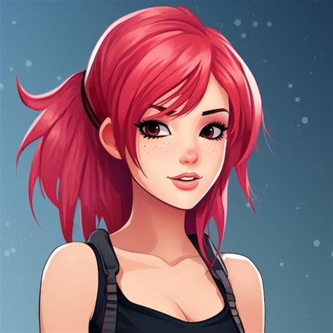Premium Ai Image Anime Girl With Red Hair And Black Tank Top