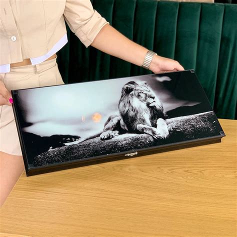 Luxury Glass Backgammon Set Game Board Lion Desigh Tabletop Game