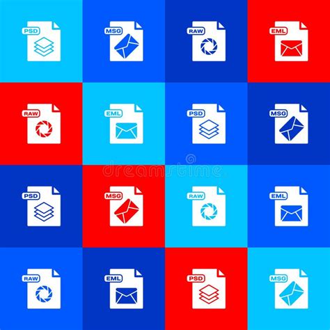 Set PSD File Document MSG RAW And EML Icon Vector Stock Vector Illustration Of Computer